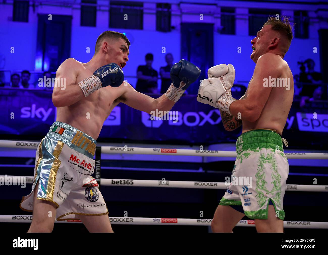 Stephen McKenna and Darren Tetley in action at York Hall, London ...