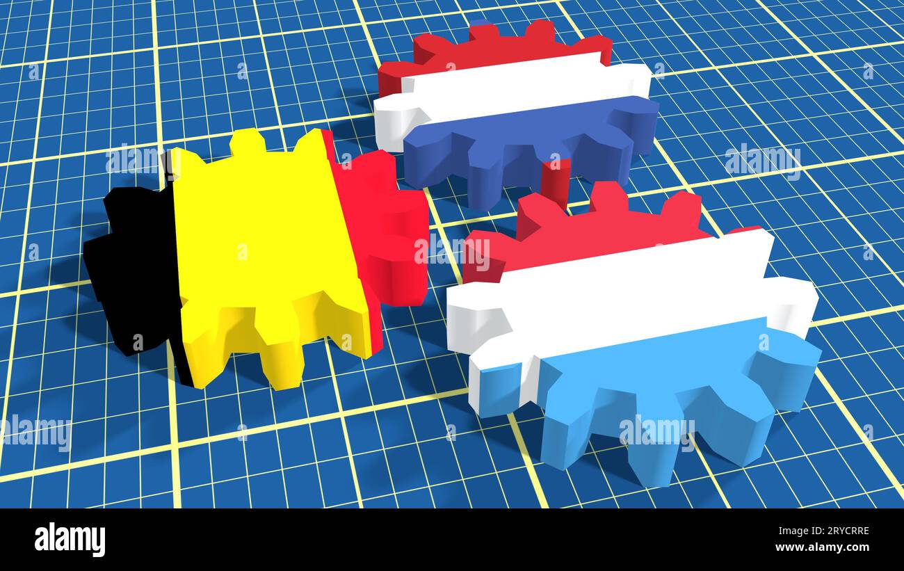 Politic and economic union members national flags. Benelux Stock Photo ...