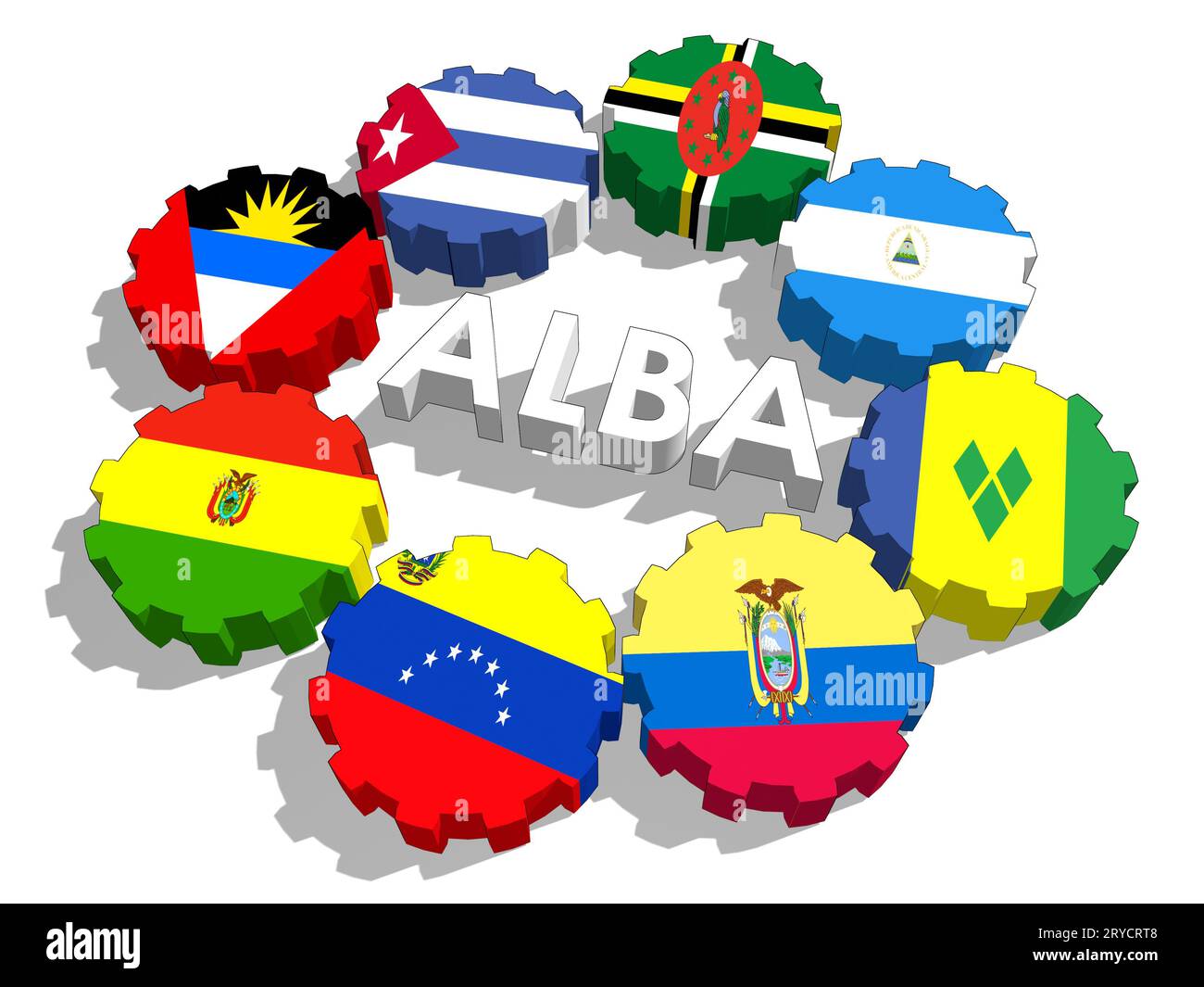 Bolivarian Alliance for the Peoples of Our America members flags Stock ...