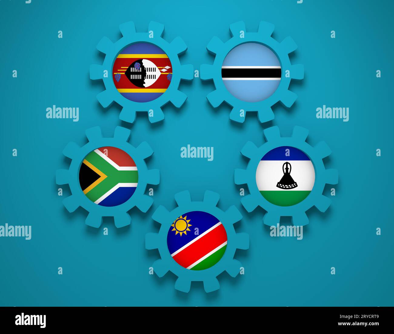 Southern African Customs Union members national flags Stock Photo - Alamy