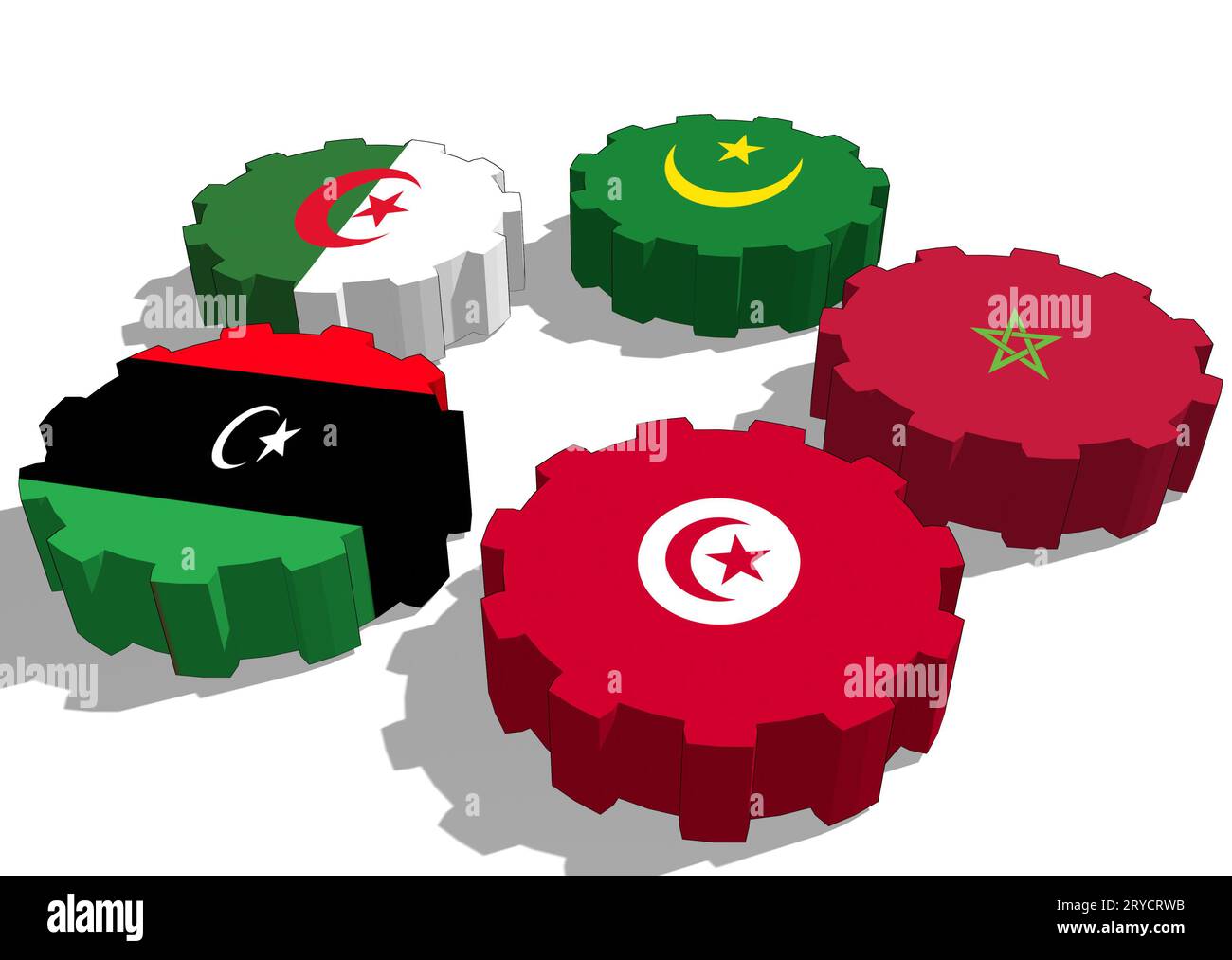 Arab Maghreb Union members national flags on gears Stock Photo - Alamy