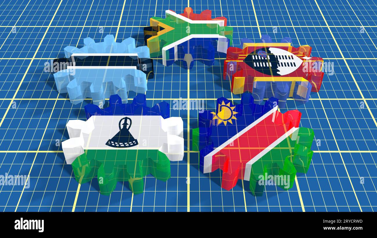 Southern African Customs Union members national flags Stock Photo - Alamy