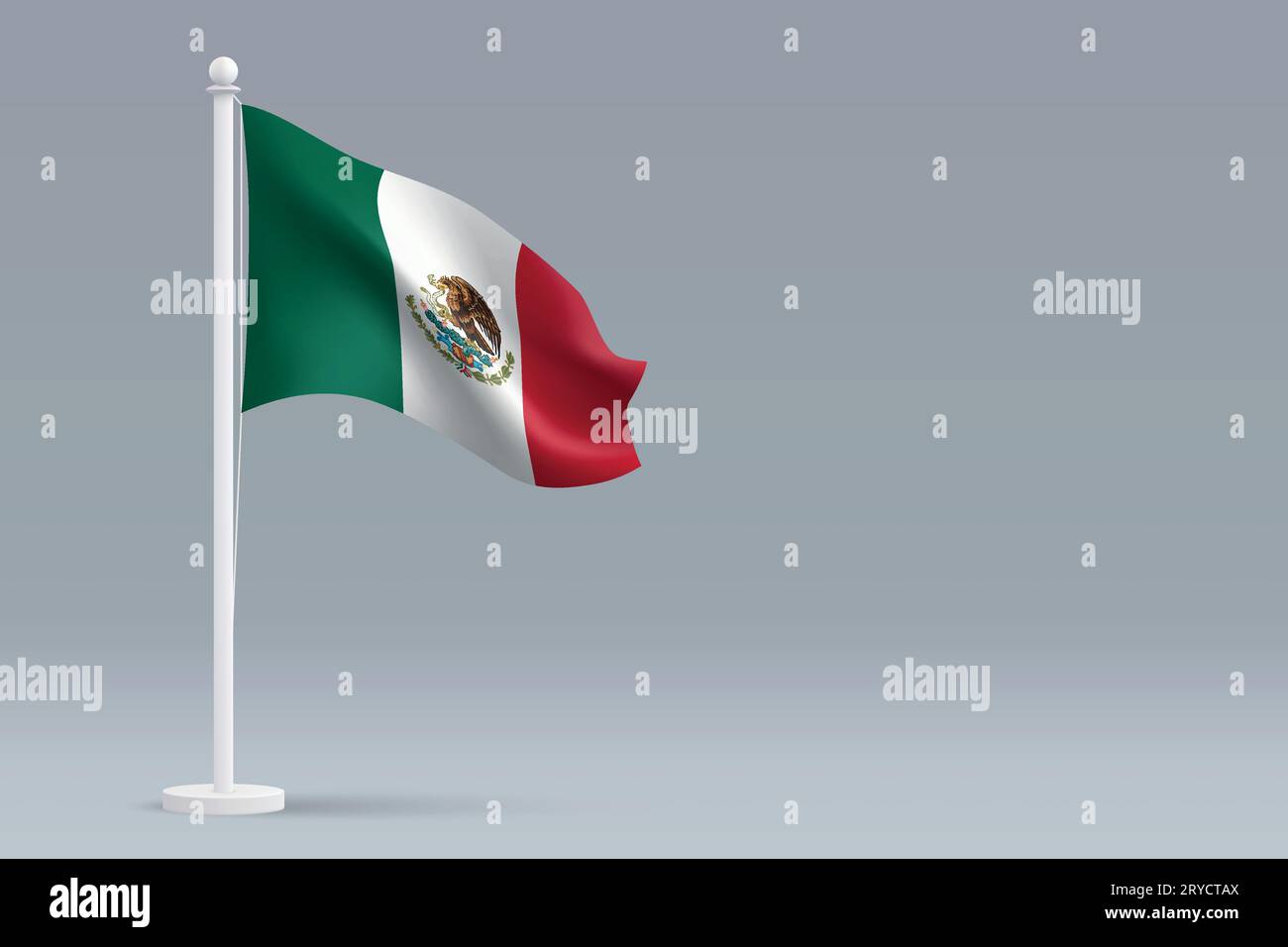 3d realistic national Mexico flag isolated on gray background with ...