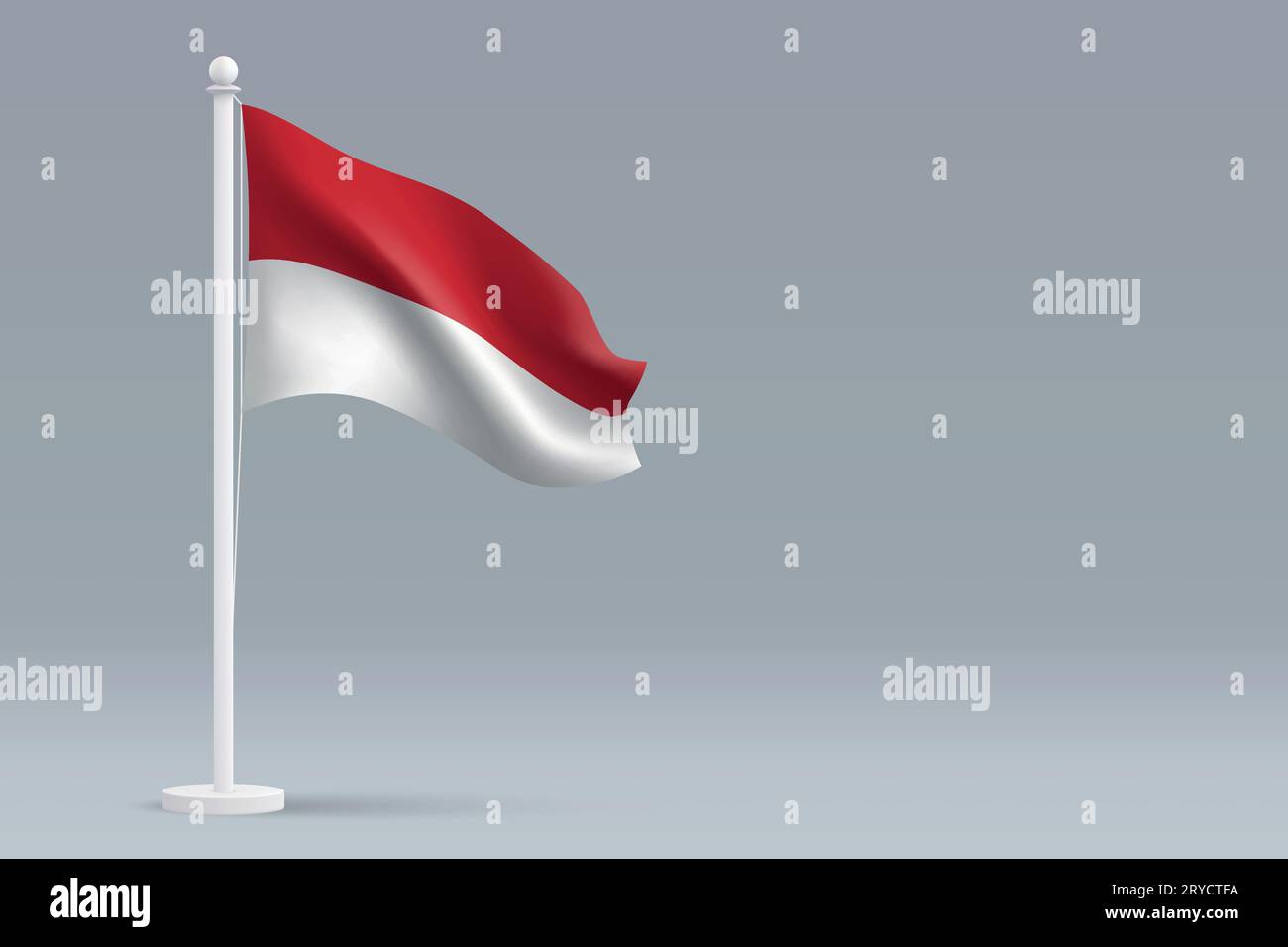 3d realistic national Monaco flag isolated on gray background with ...