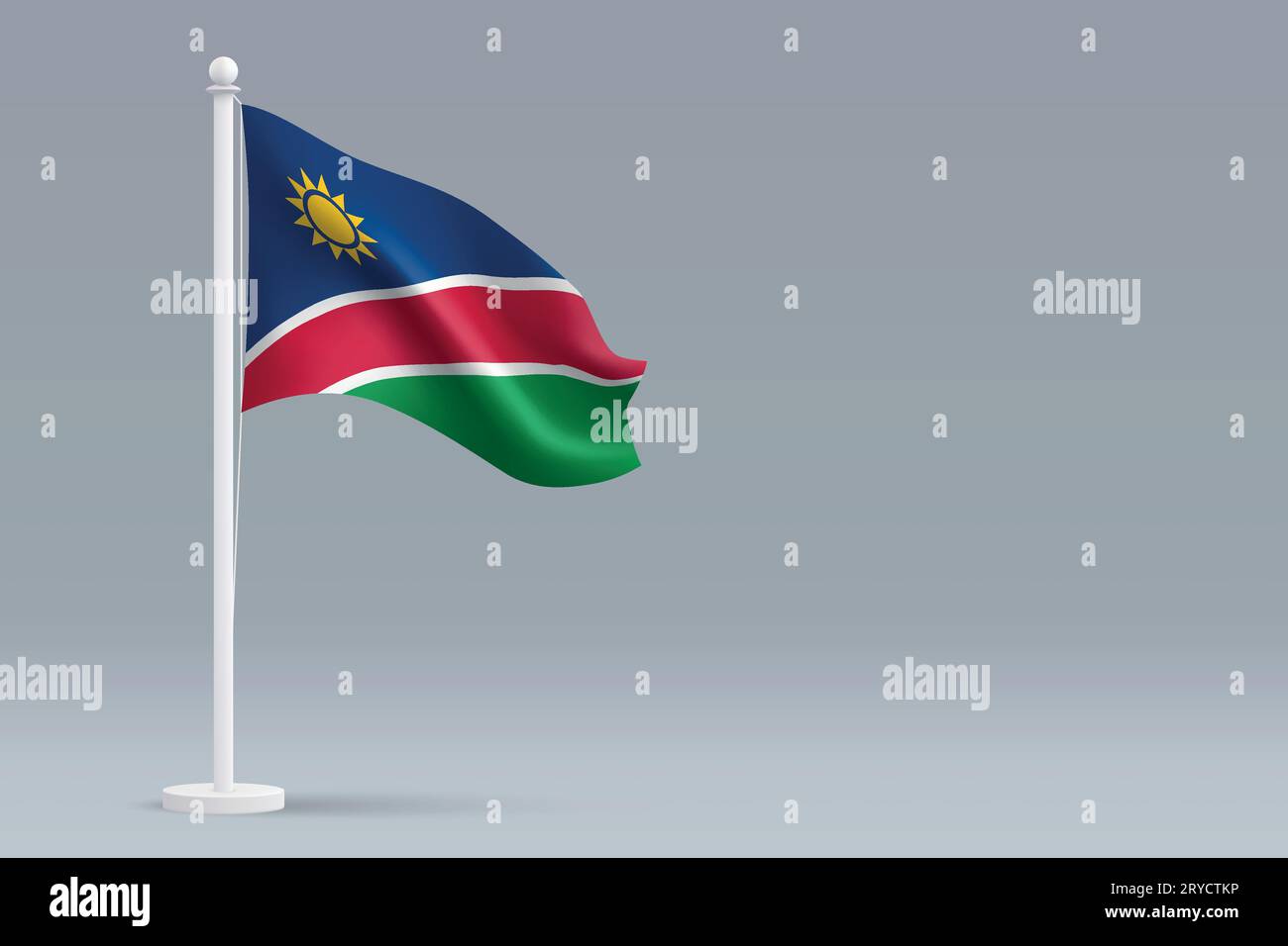 3d realistic national Namibia flag isolated on gray background with ...