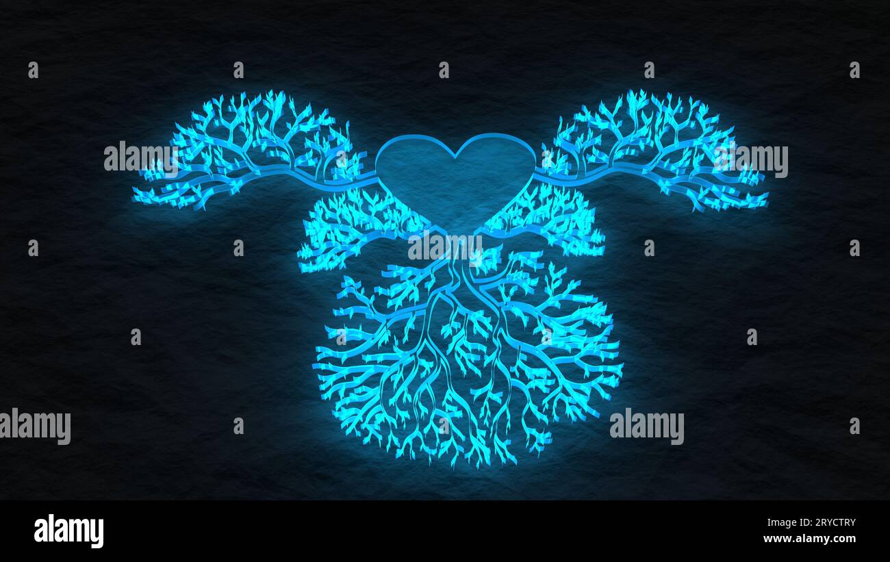 Heart vessels tree concept. Blue transparent icon Stock Photo - Alamy