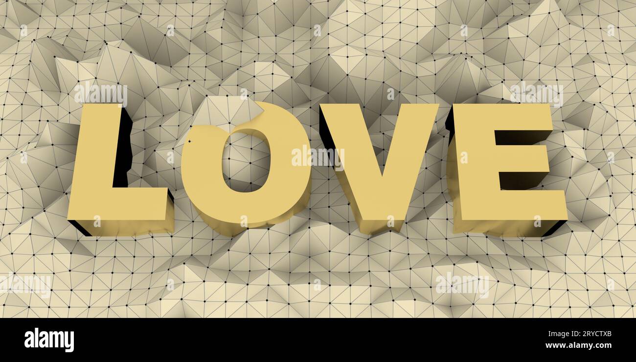 Low poly mountains landscape. Love text Stock Photo - Alamy