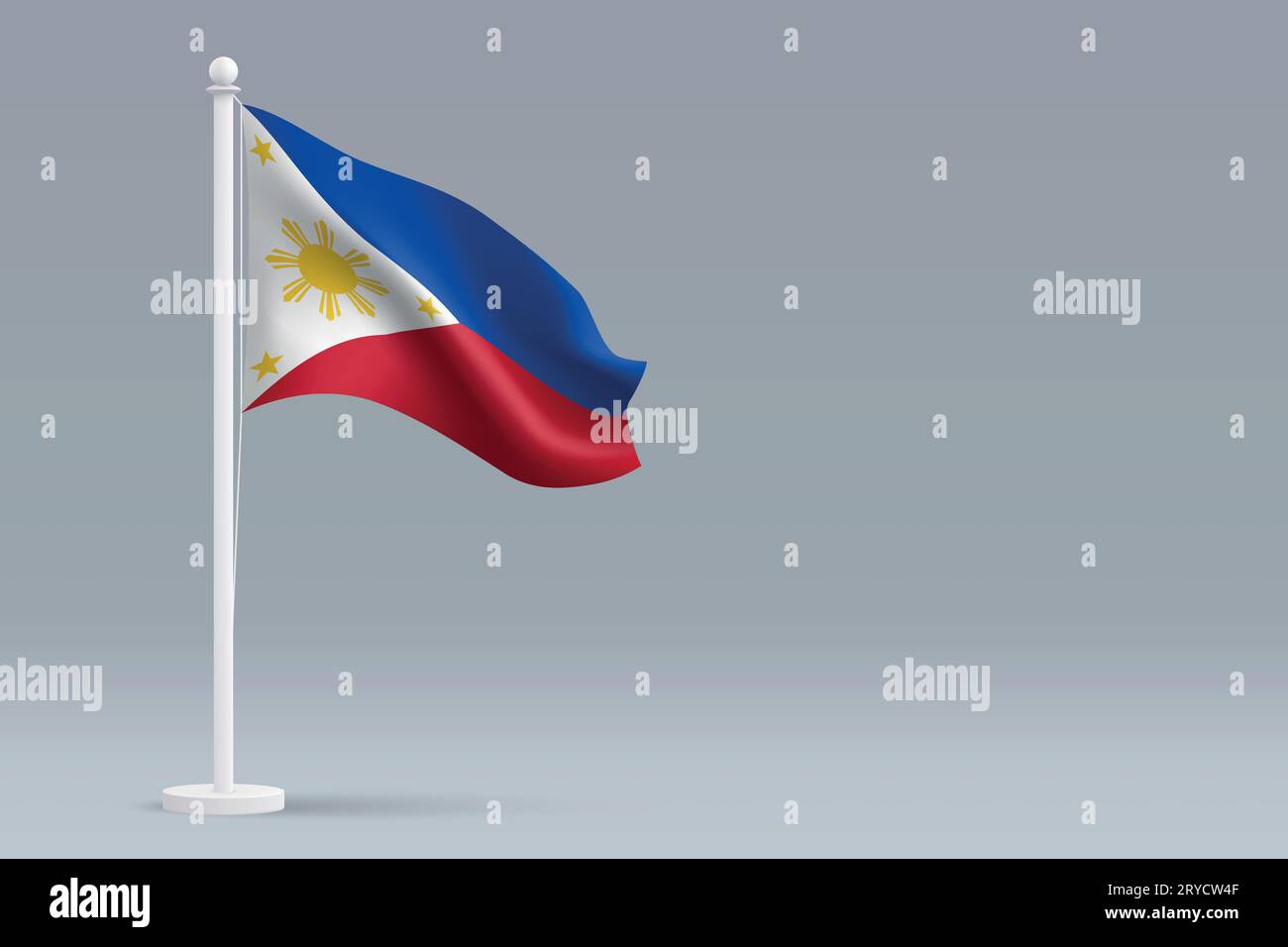 3d realistic national Philippines flag isolated on gray background with ...