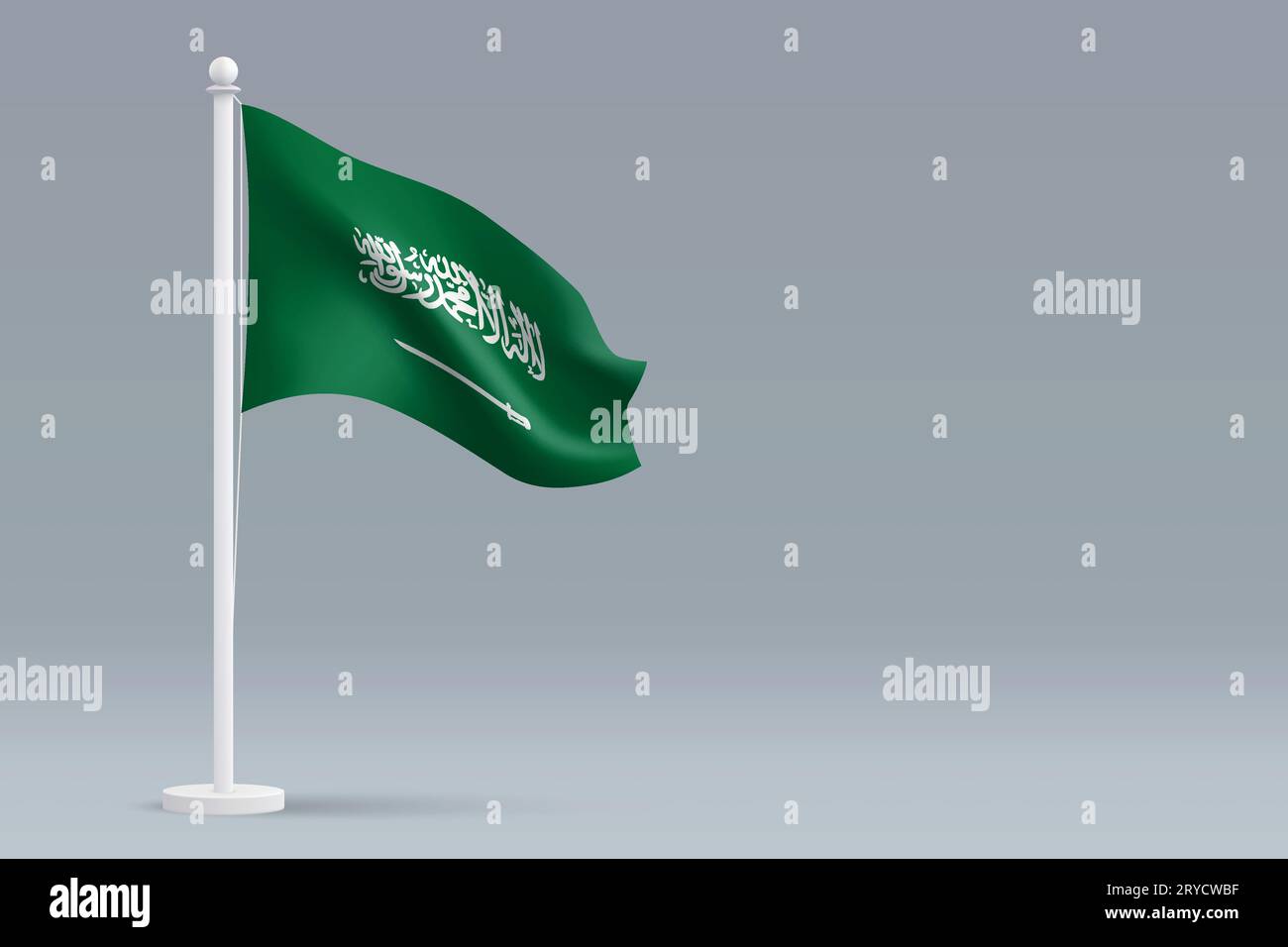 3d realistic national Saudi Arabia flag isolated on gray background ...