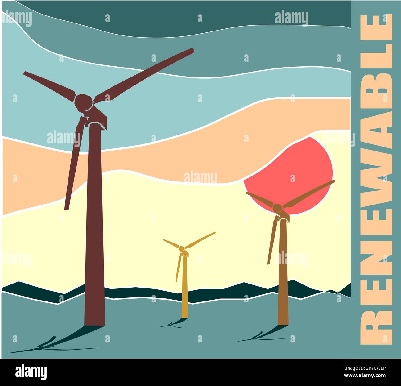 Cartoon illustration landscape windmill hi-res stock photography and ...