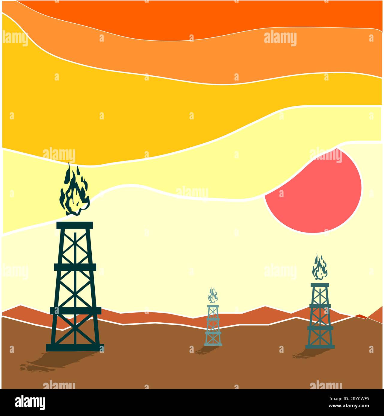 Gas rig in waste landscape Stock Photo - Alamy