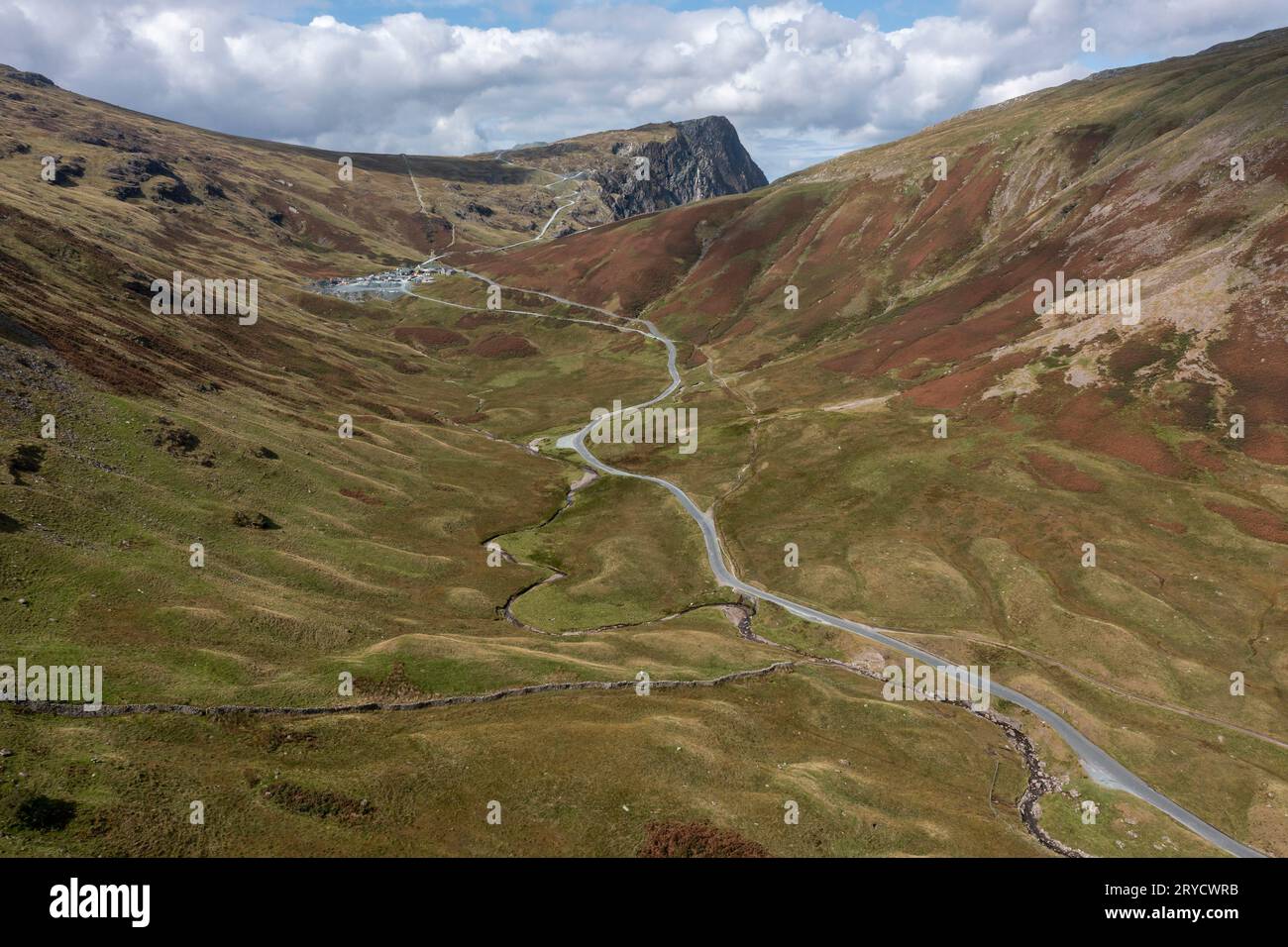 aerial view looking up the east side of the honister pass towards the ...