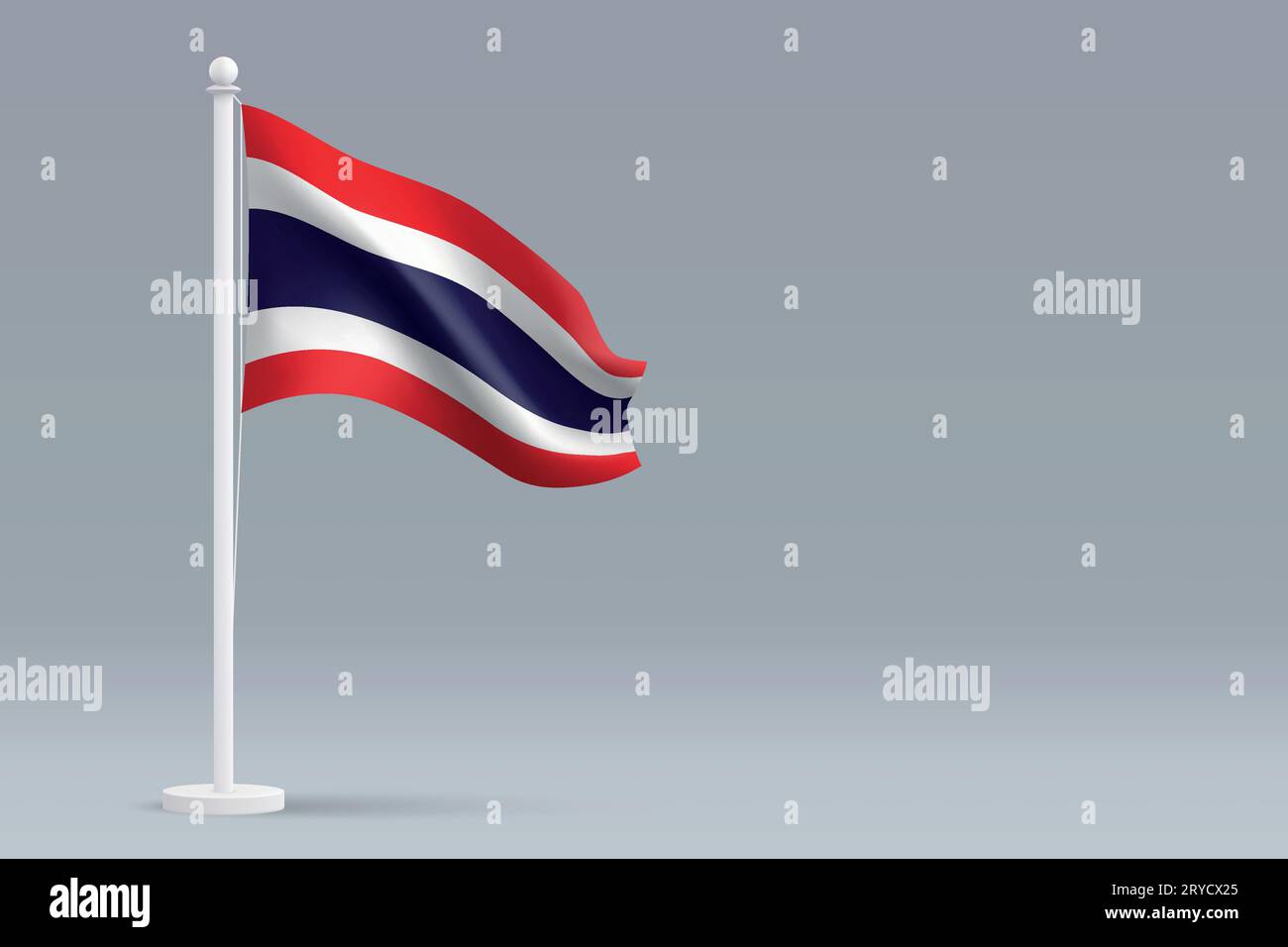 3d realistic national Thailand flag isolated on gray background with ...
