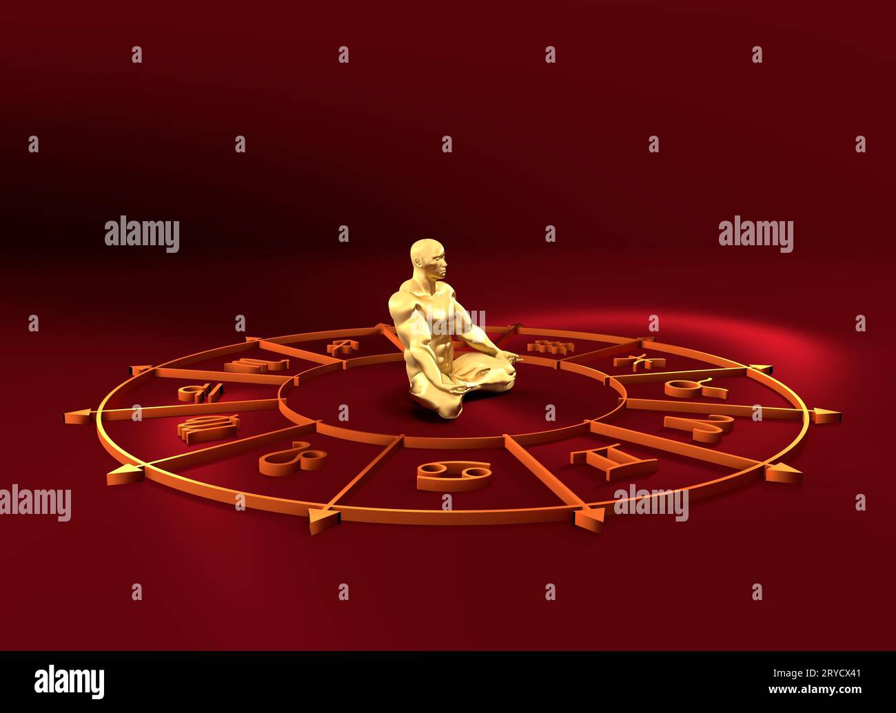 Astrology symbols circle. Muscular man in center Stock Photo - Alamy