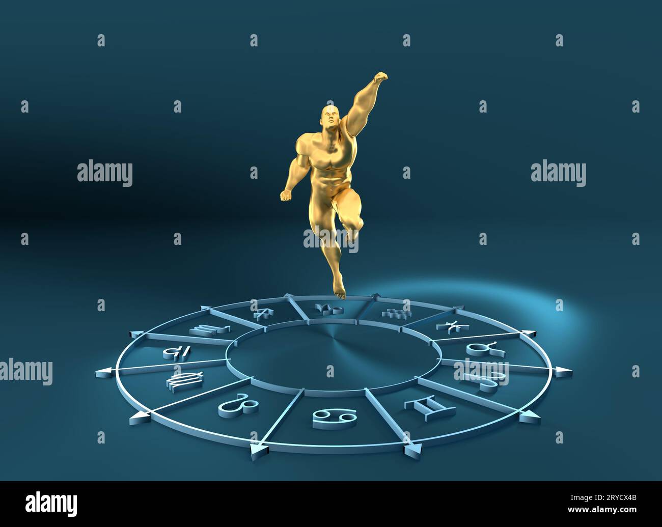 Astrology symbols circle. Muscular man fly Stock Photo - Alamy