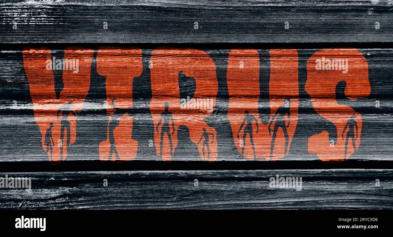Virus word and silhouettes on them Stock Photo - Alamy