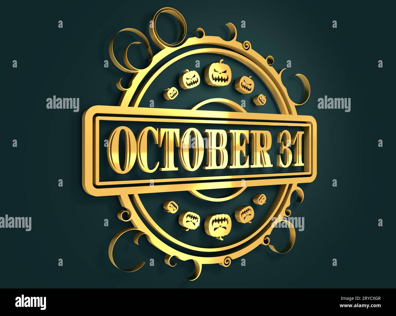Engraved stamp with October 31 text Stock Photo - Alamy