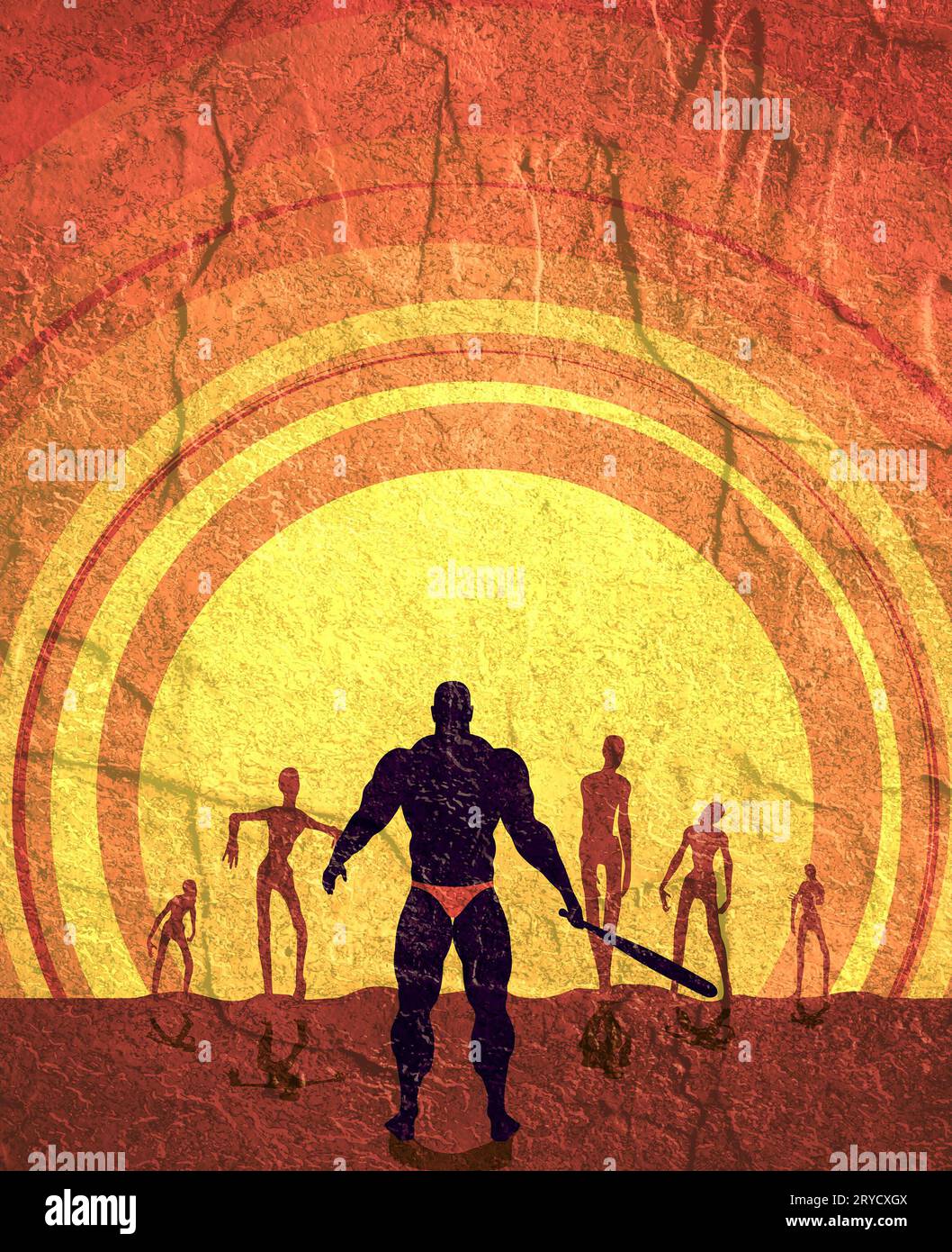 Zombie silhouettes on sunset Stock Photo - Alamy