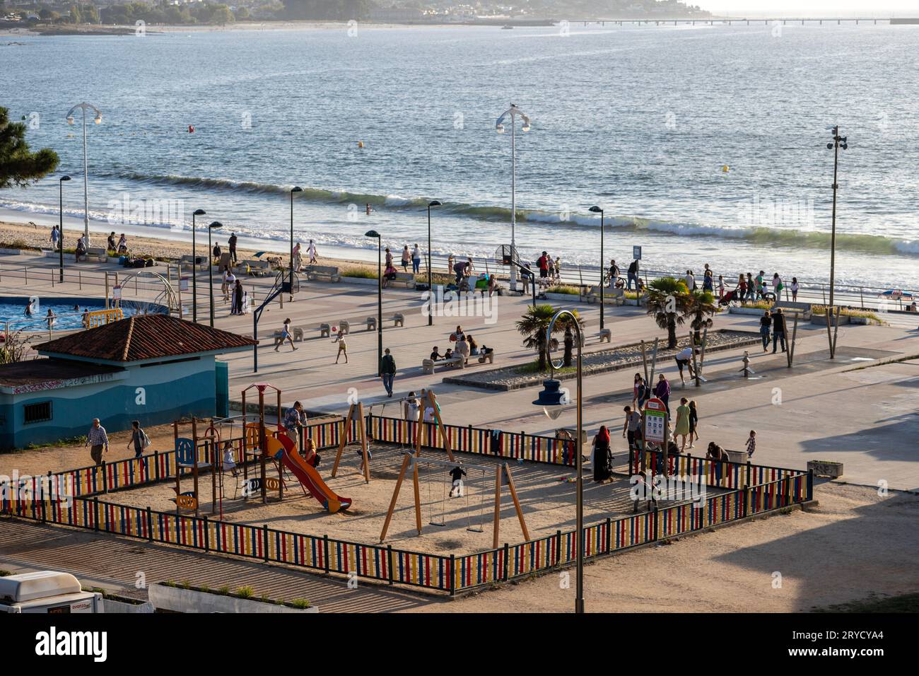 Play ground in Praia de Samil, Beach, Vigo, Pontevedra, Galicia, Spain ...