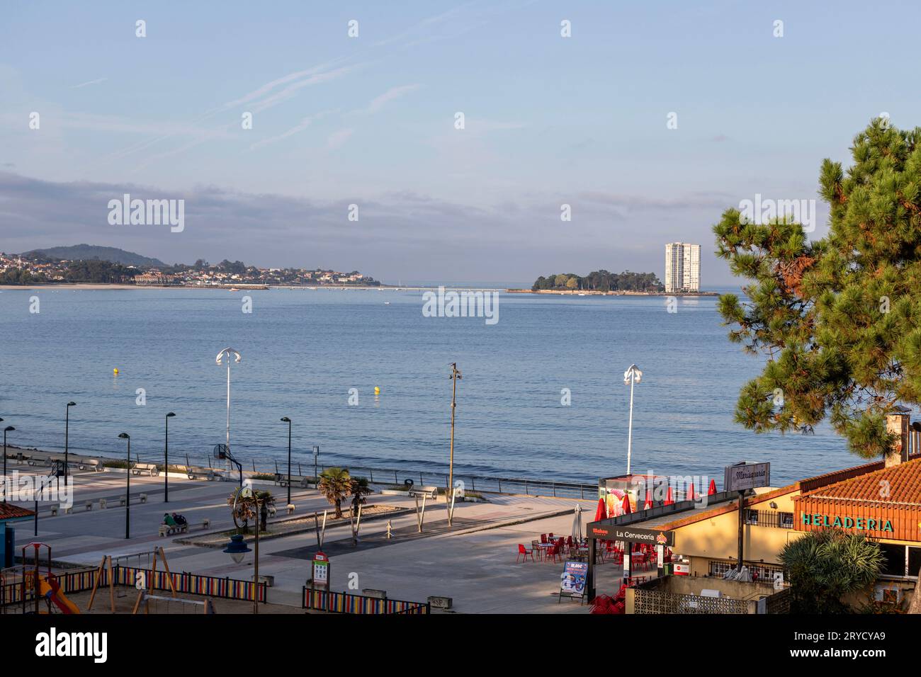 Praia de Samil, Beach, Toralla island, Vigo, Pontevedra, Galicia, Spain ...