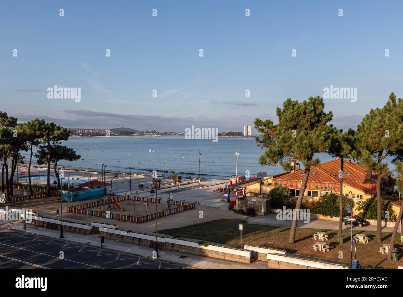 Praia de Samil, Beach, Toralla island, Vigo, Pontevedra, Galicia, Spain ...
