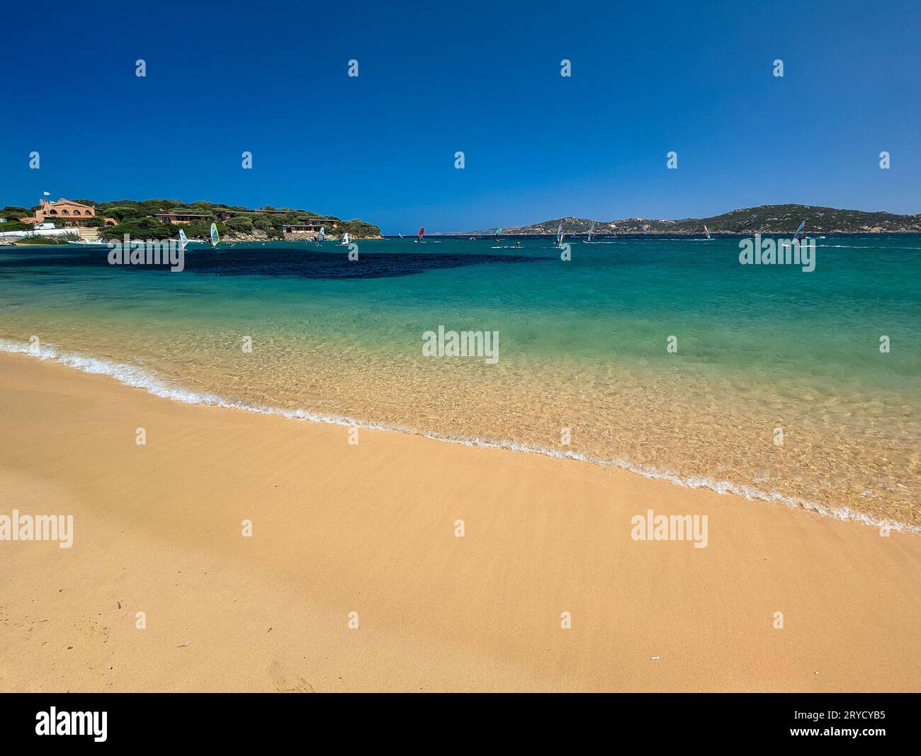 Azure sea at Porto Pollo beach on beautiful Sardinia island near Porto ...