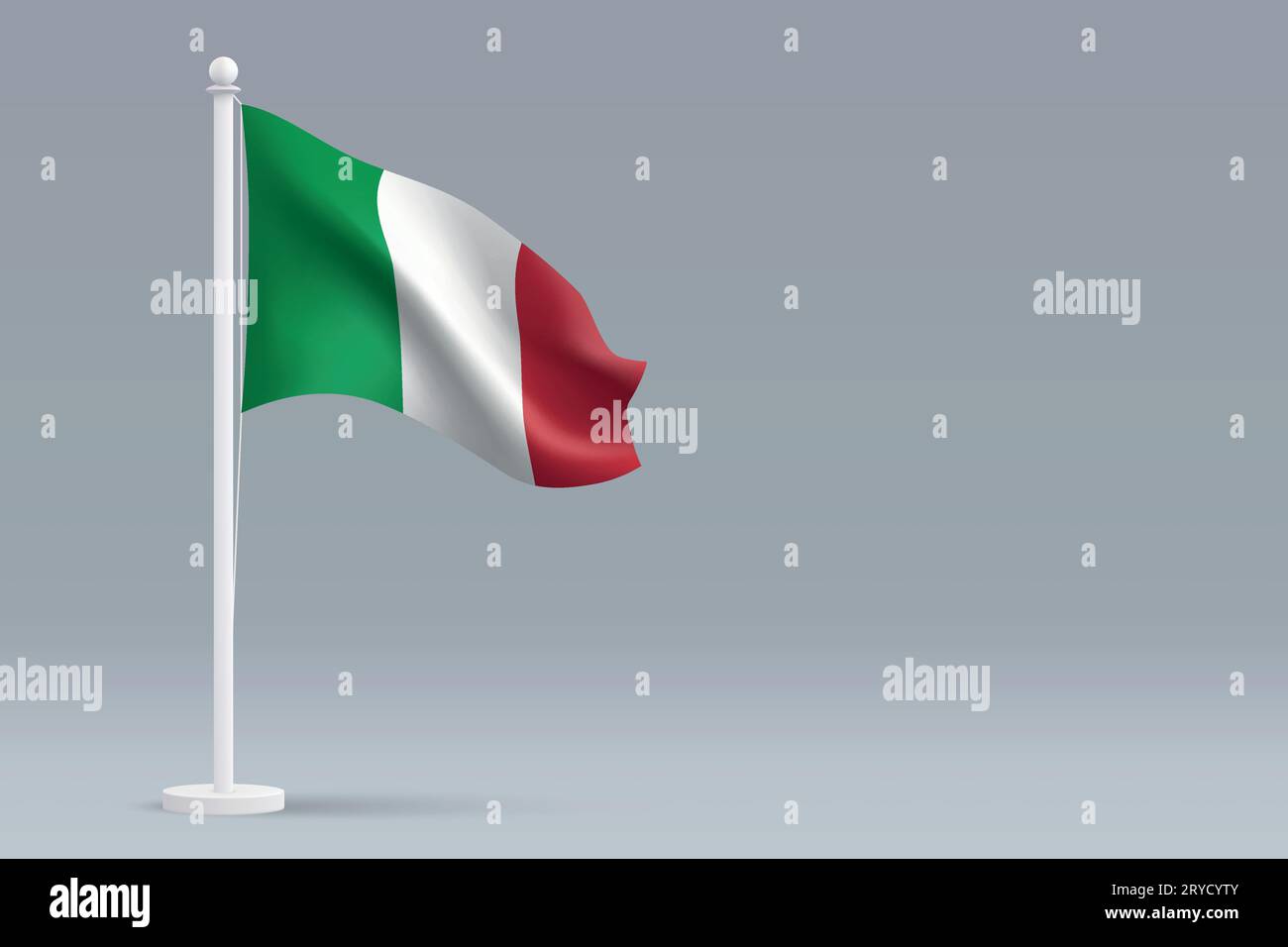 3d realistic national Italy flag isolated on gray background with ...