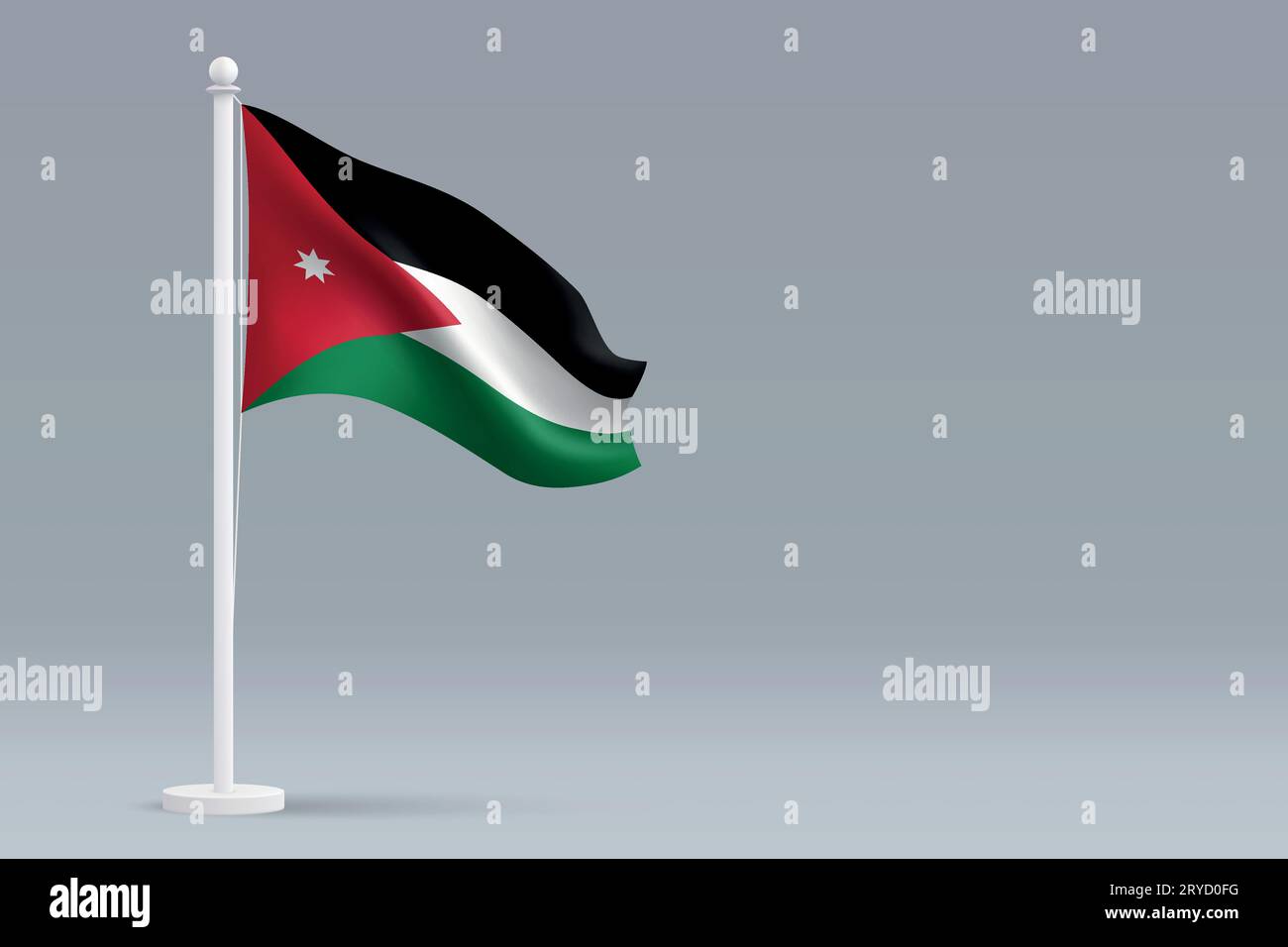 3d realistic national Jordan flag isolated on gray background with ...