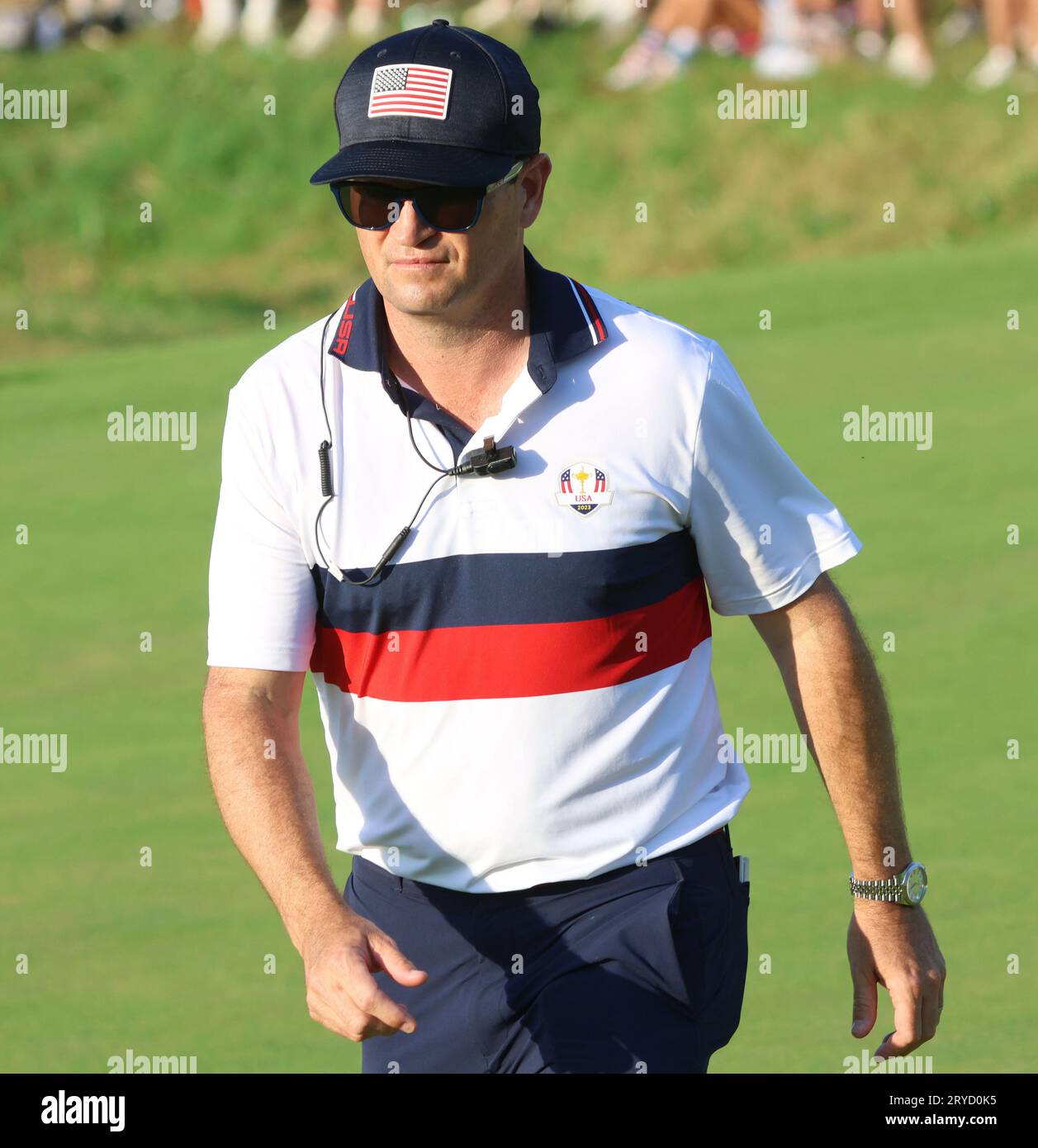 Rome, Italy. 30th Sep, 2023. Team USA's Zach Johnson celebrates victory ...