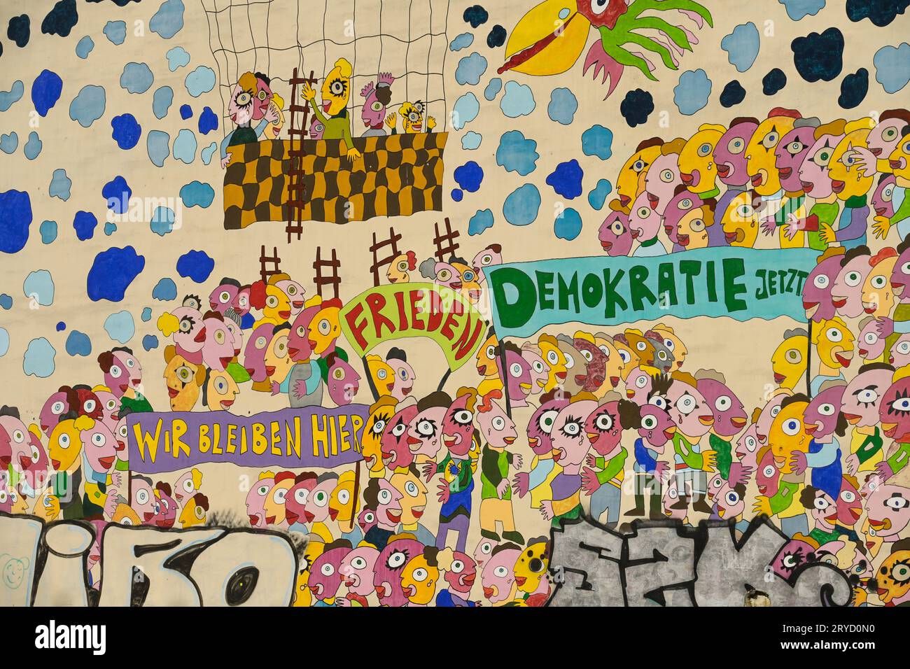 Wandmalerei am Marriott Hotel, moderne Kunst, Erinnerungen an die ...