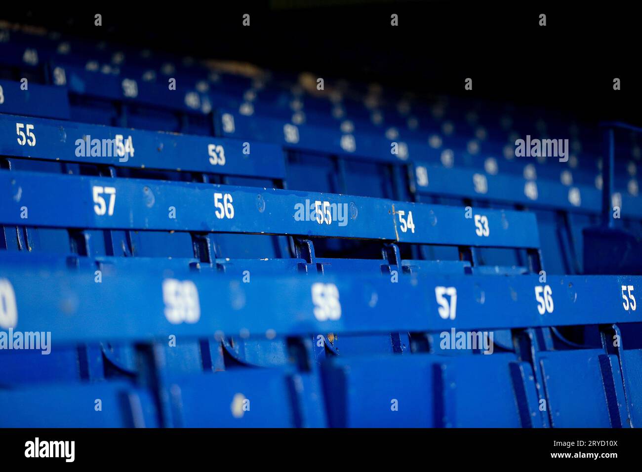 Liverpool, UK. 30th Sep, 2023. Wooden seats inside the Goodison Park ...