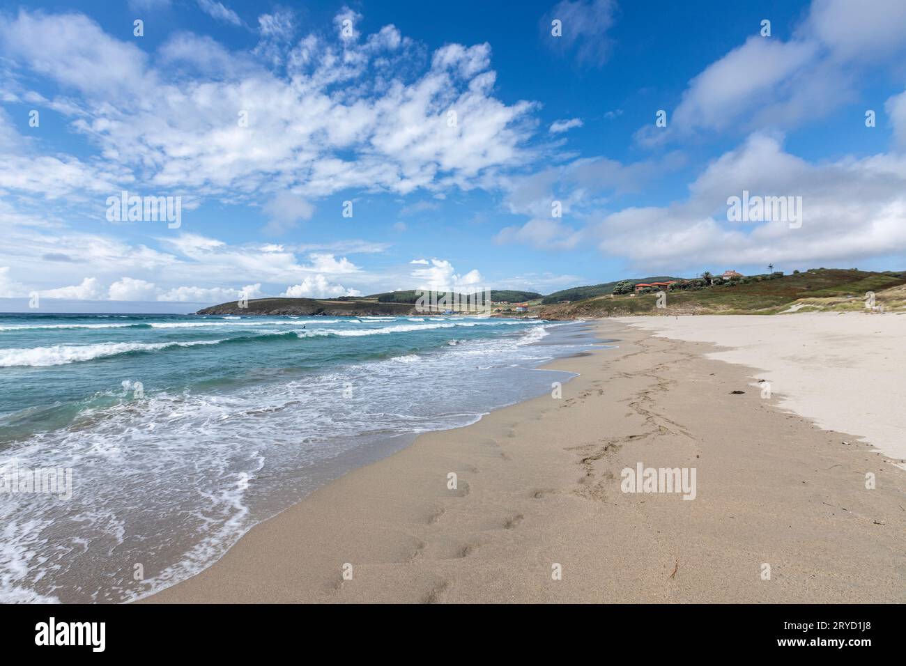 Footprints in Praia de Nemiña, A Coruna province, Galicia, Spain Stock ...