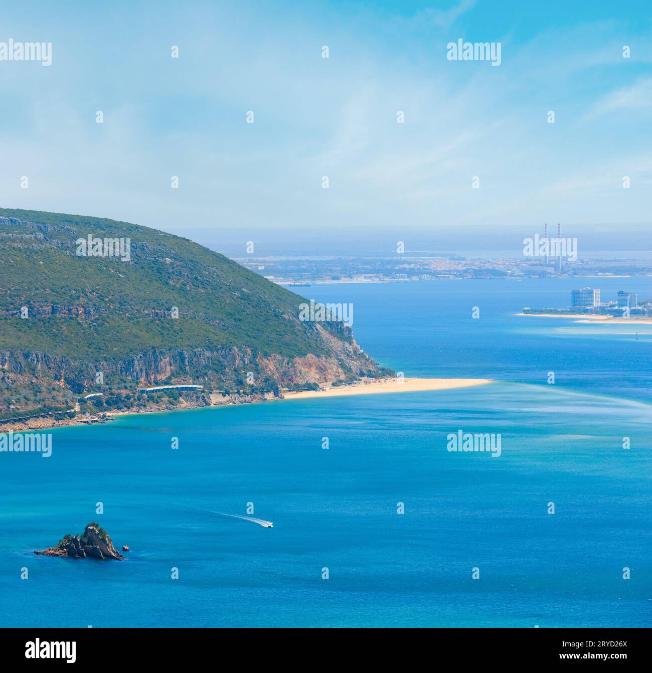 Summer sea coast landscape. View from Nature Park of Arrabida in ...