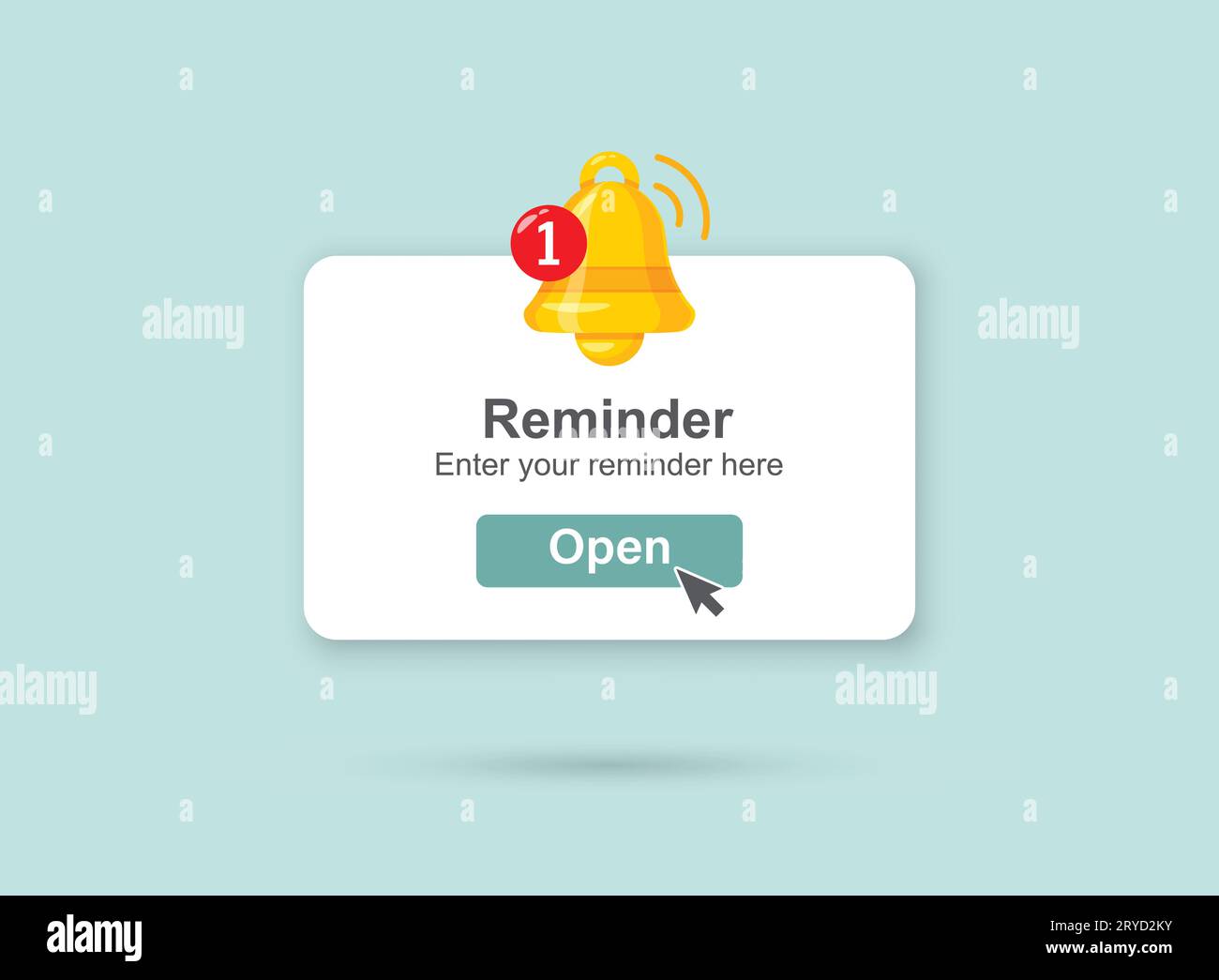 Reminder Notifications Page With Alert Bell Icon In Flat Style Event Notice Message Vector