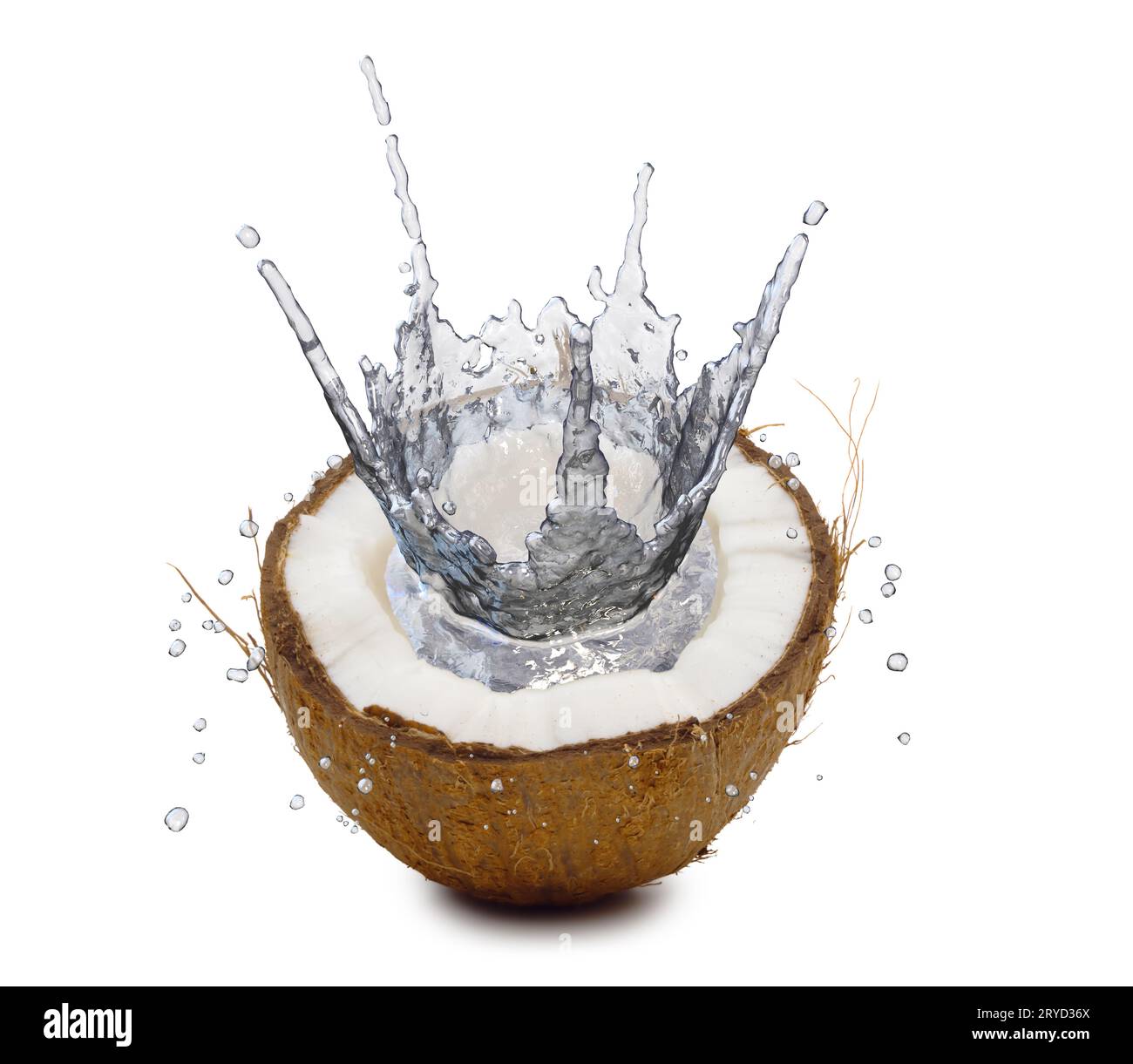 Splash of juice in coconut Stock Photo - Alamy