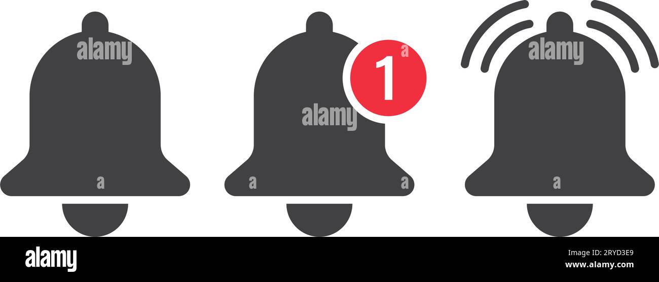 Notification bell icon in flat style. Incoming inbox message vector illustration on isolated ...