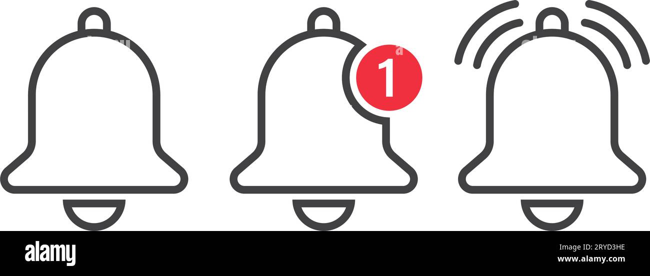 Notification bell icon in flat style. Incoming inbox message vector illustration on isolated ...