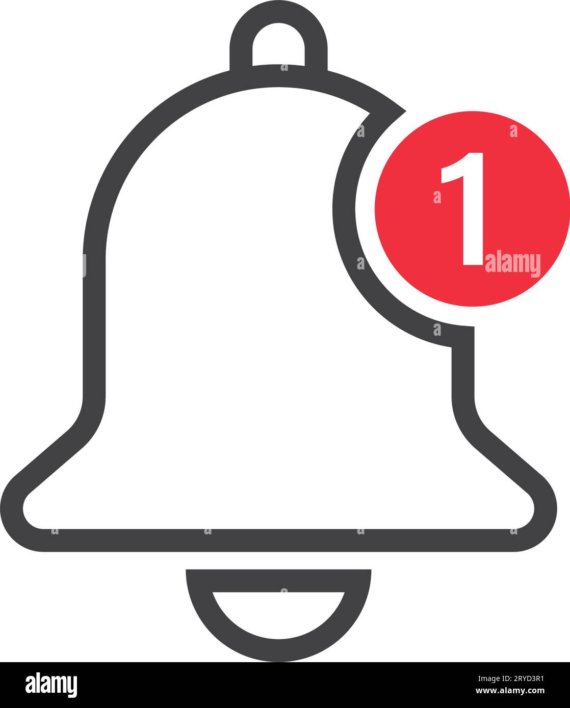 Notification bell icon in flat style. Incoming inbox message vector ...