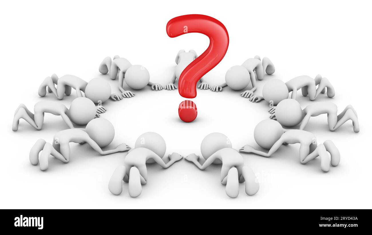 Mens praying question mark Stock Photo - Alamy