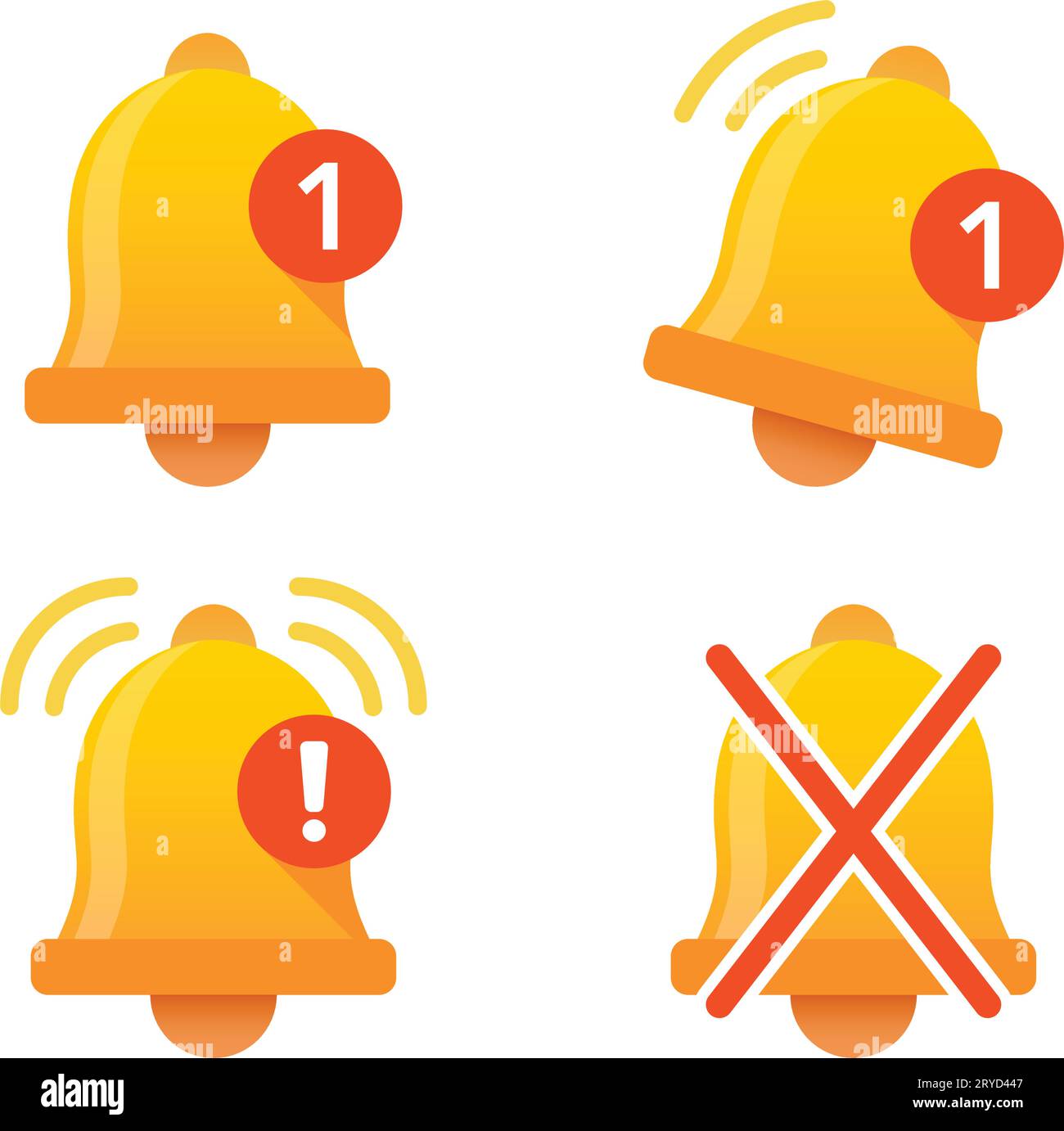 Notification bell icon in flat style. Incoming inbox message vector illustration on isolated ...