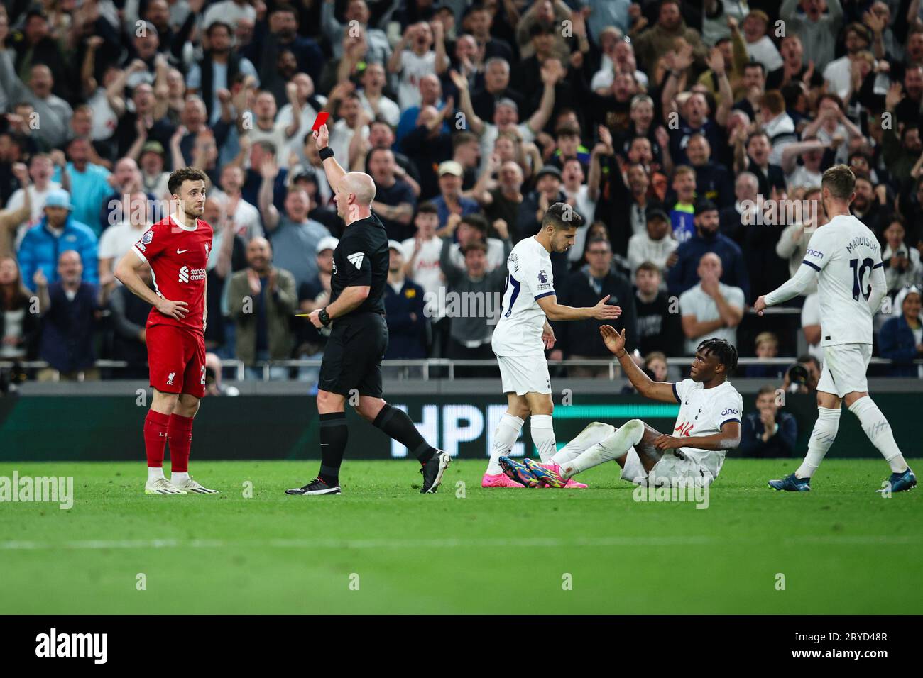 LONDON, UK - 30th Sep 2023: Diogo Jota of Liverpool reacts after being ...