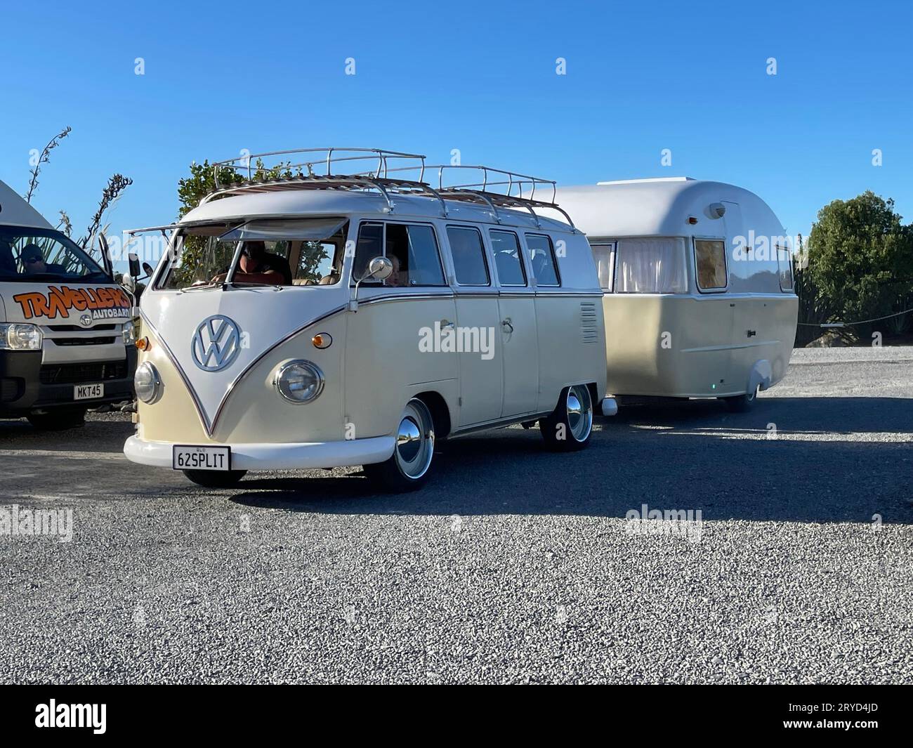 Split Screen Camper on Tour Stock Photo - Alamy