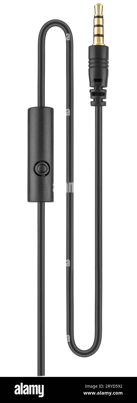 3.5 mm audio jack plug with cable insulated on white background Stock ...