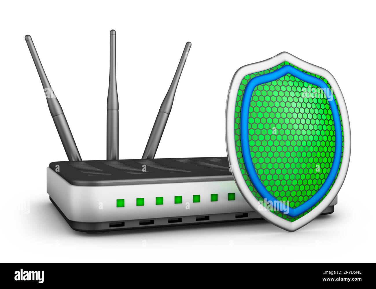 Shield and router Stock Photo - Alamy