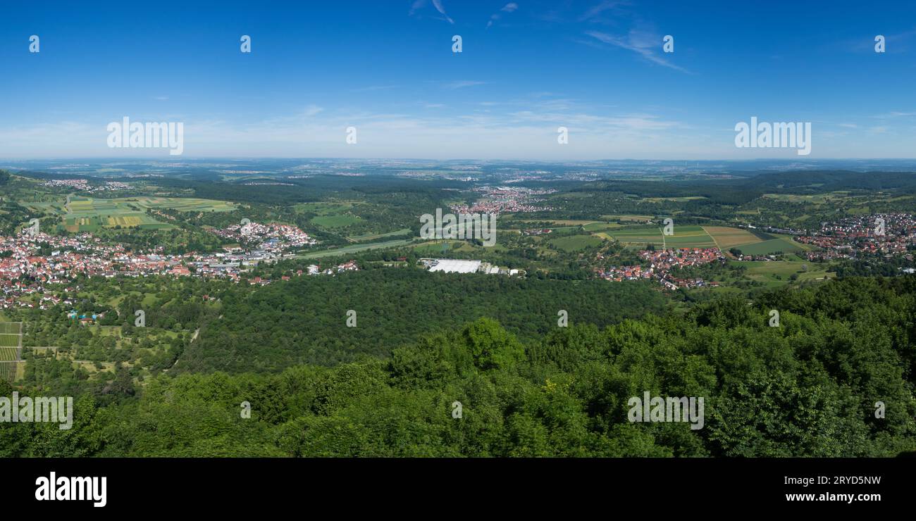 This is the view from the viewpoint of the castle Burg Hohenneuffen on ...