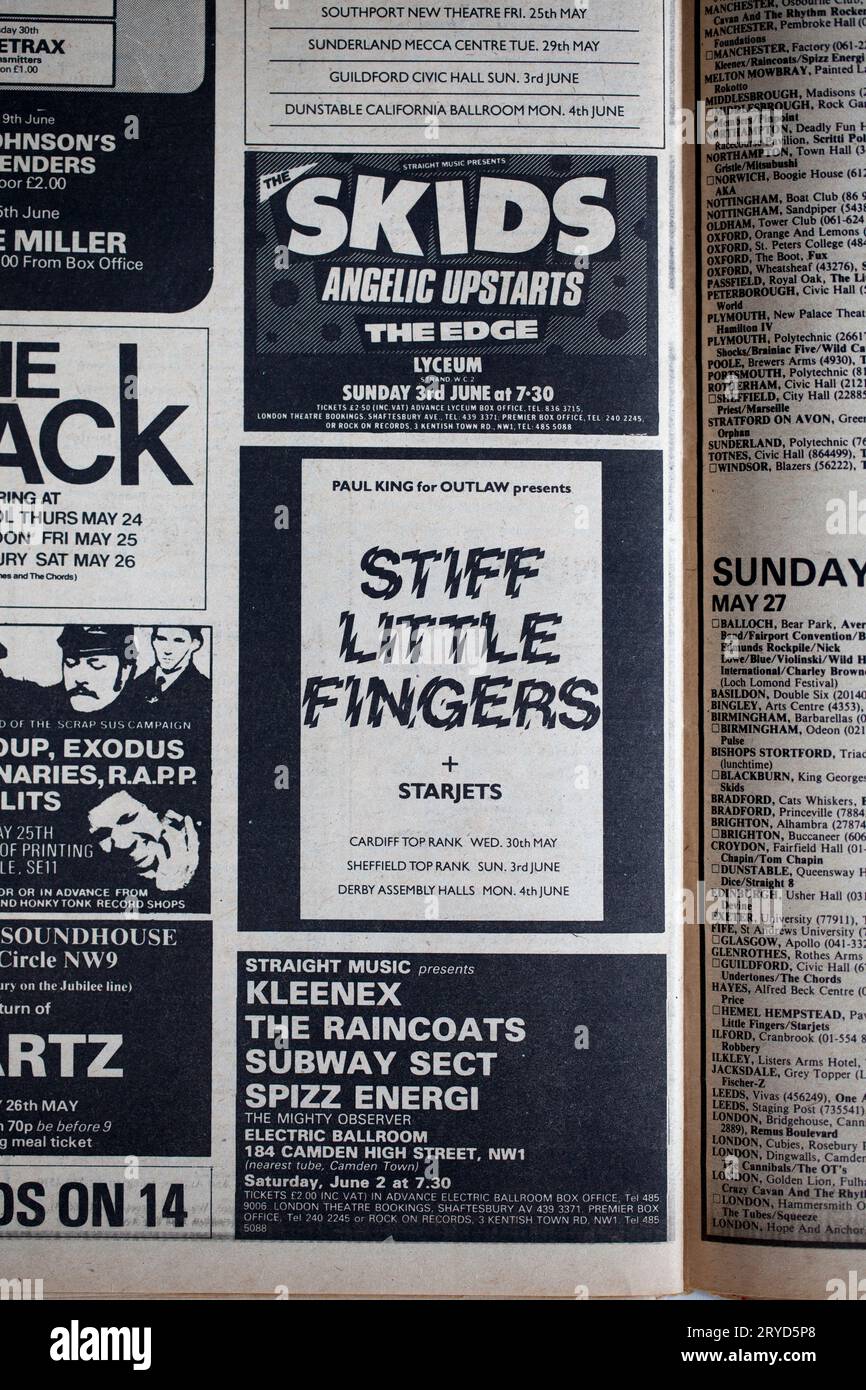 Advert for concerts in 1970s issue of NME New Musical Express Music ...
