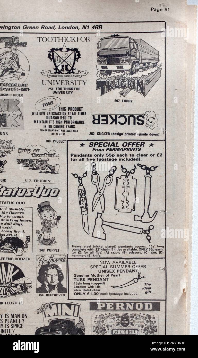 Advert for Clothing 1970s issue of NME New Musical Express Music Paper ...