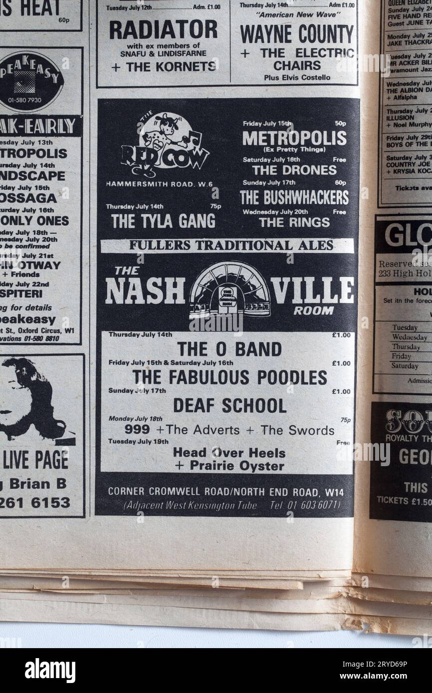 Adverts for group concerts in 1970s issue of NME New Musical Express ...