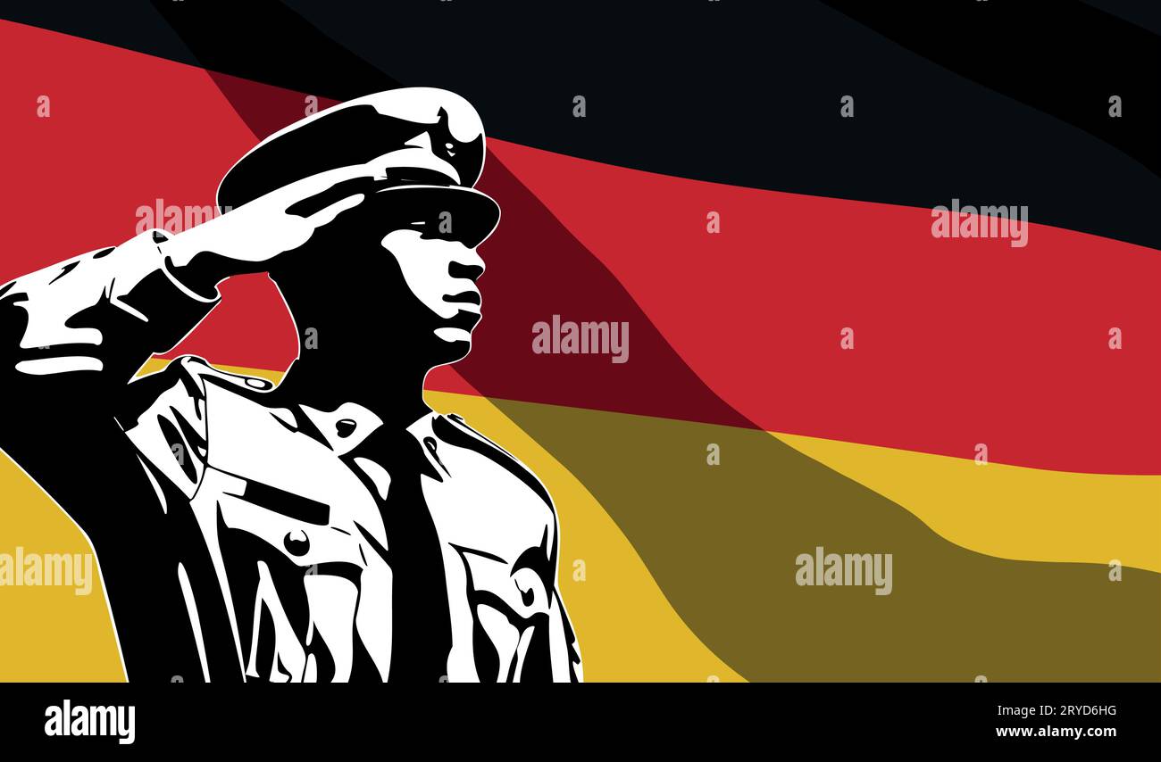 Silhouette of soldier with Germany flag on background. Army day concept ...