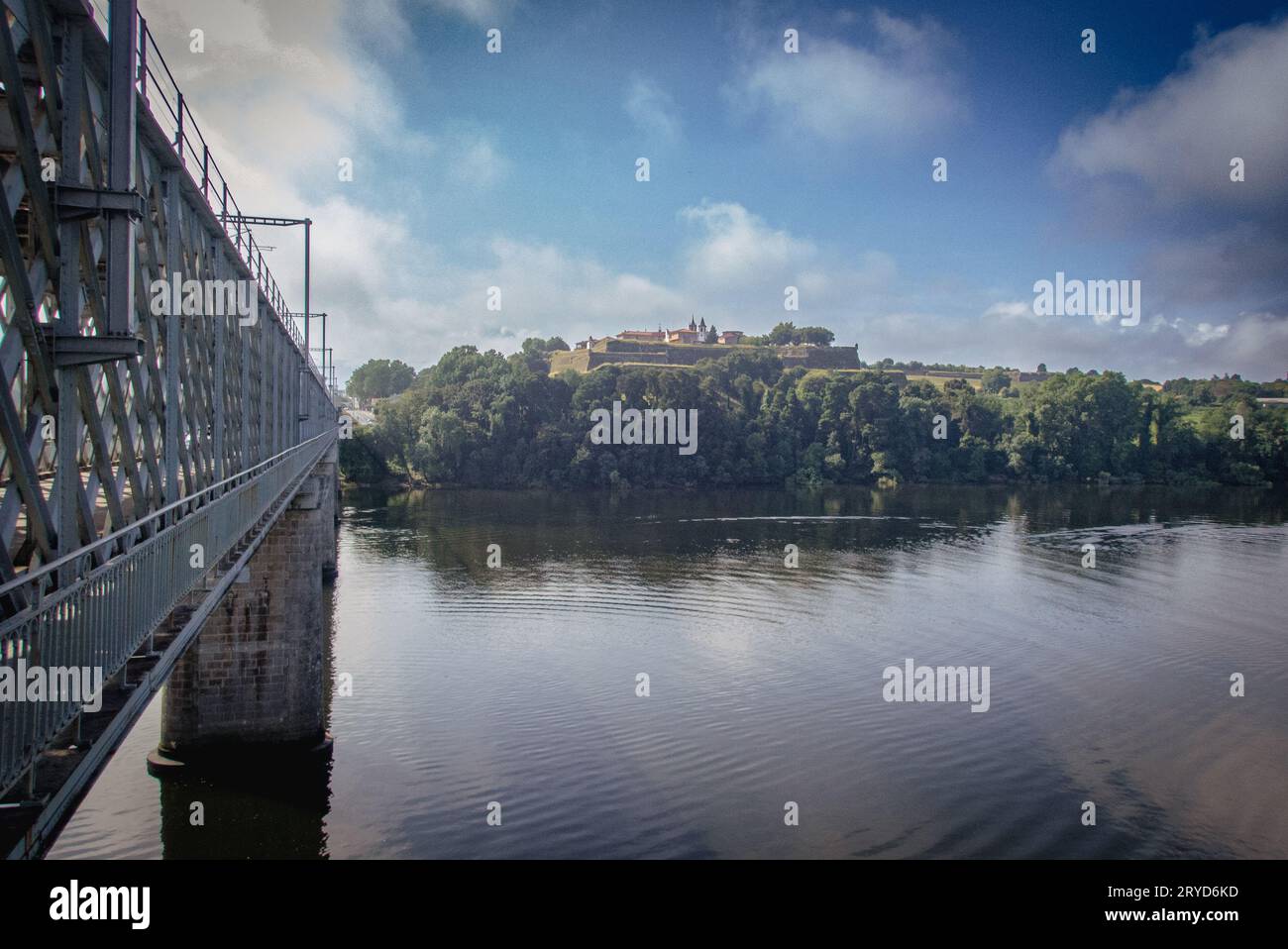 The old bridge and the fortress high above the river Minho: The star ...
